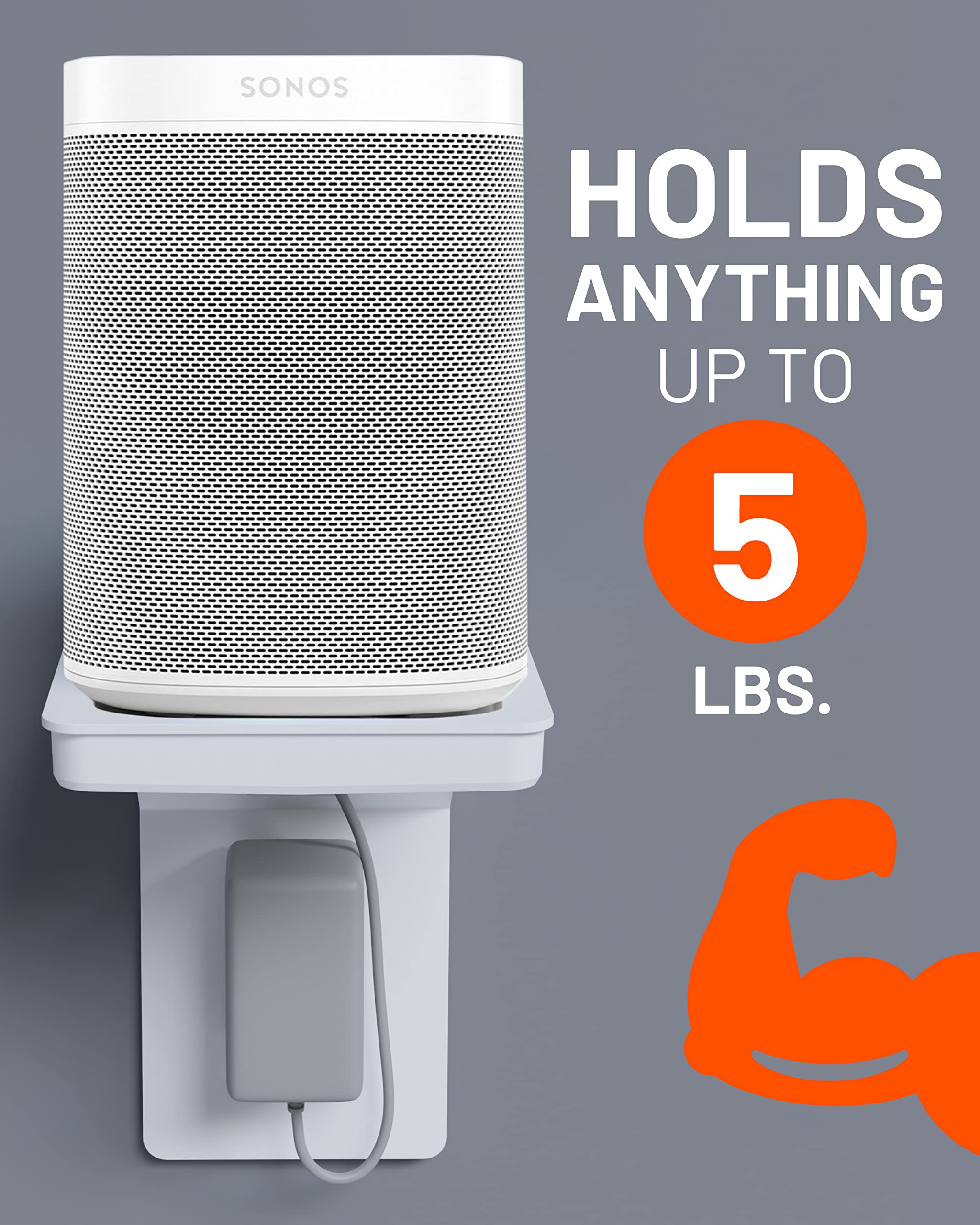 ECHOGEAR Outlet Shelf for Standard Outlets - Next-Gen Design with Built in-Cord Storage & Room for Bulky Plugs - Quick Install with Included Hardware