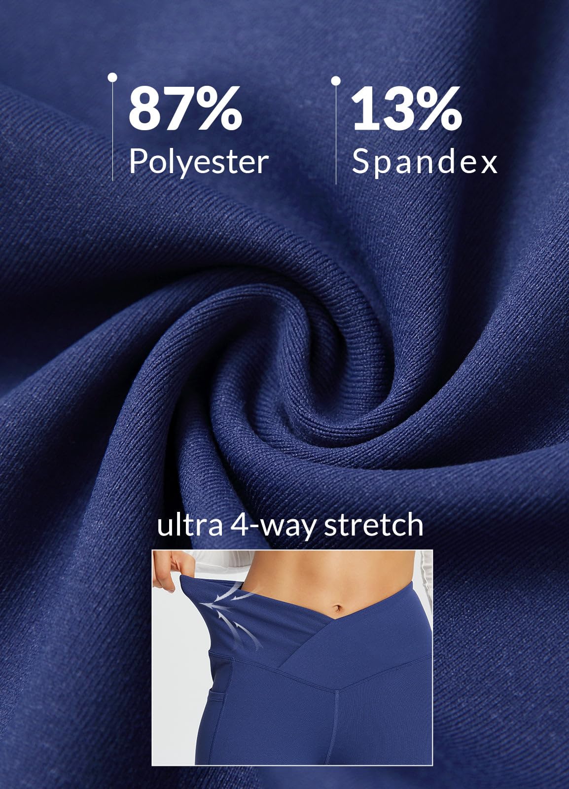 baleaf Women's Flare Leggings with Pockets High Waisted Yoga Pants Casual Workout Wide Leg Pants Navy Blue 29" 3XL