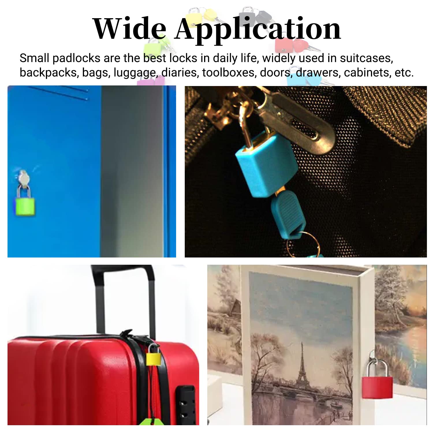 Yinpecly 6PCS Suitcase Locks, Multicolor Luggage Padlocks Set, Lock with Keys, Small Luggage Locks, Mini Locker, Zipper Lock, Tiny Locker Lock for School Gym Backpack Journal Tool Box