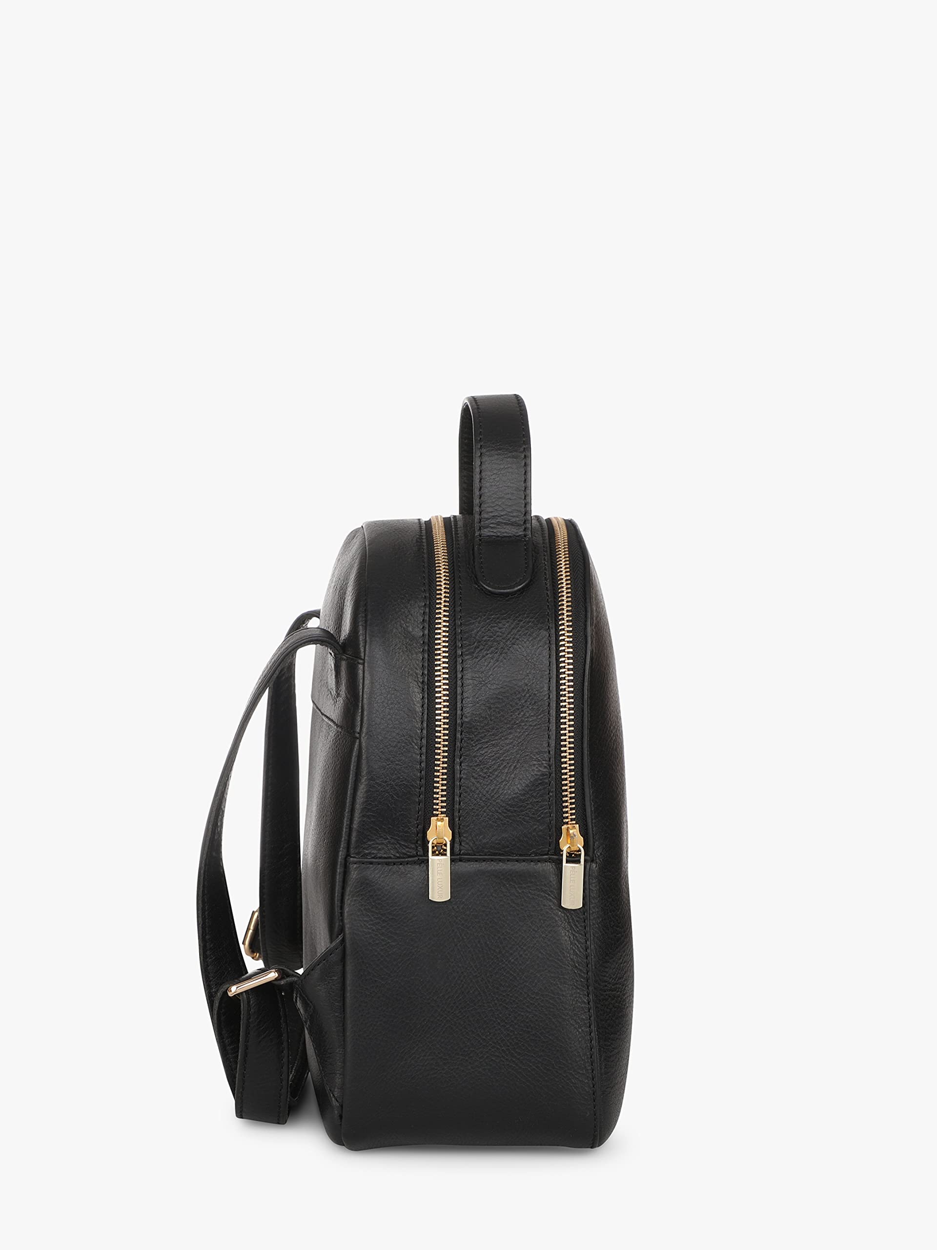 Pelle Luxur Women Genuine Leather Business Work Laptop Backpack- Purse For College Travel Large Capacity (Black)