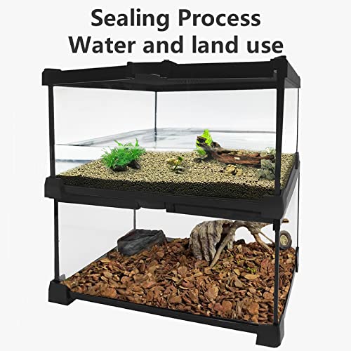 PINVNBY Reptile Glass Terrarium Ball Python Tank 12"x8"x6" Micro Habitat Terrarium Enclosure Amphibians Tank Cage Full View Visually Appealing for Small Reptiles,Spiders,Leopard Gecko