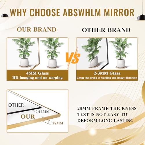 ABSWHLM 71"x32" Arched Mirror Full Length Large Mirror with Stand Aluminum Alloy Frame Floor Mirror for Living Room, Bedroom Hanging Standing or Leaning Wall-Mounted, Gold