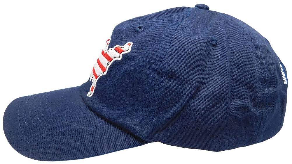 USA Flag United States of America Map Navy Blue Washed Cotton Adjustable Embroidered Baseball Hat Cap