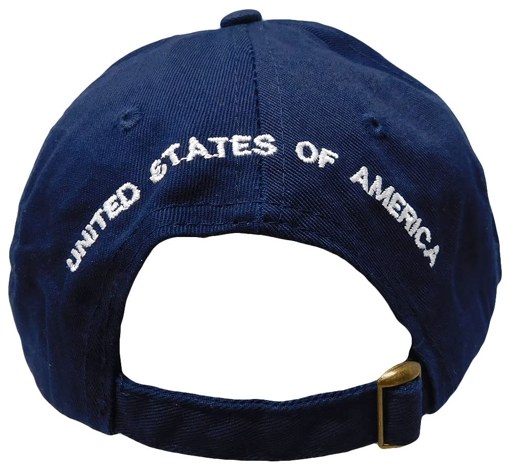 USA Flag United States of America Map Navy Blue Washed Cotton Adjustable Embroidered Baseball Hat Cap