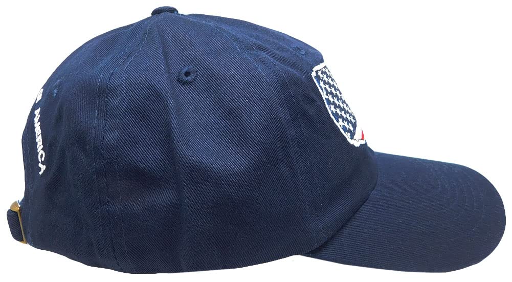 USA Flag United States of America Map Navy Blue Washed Cotton Adjustable Embroidered Baseball Hat Cap