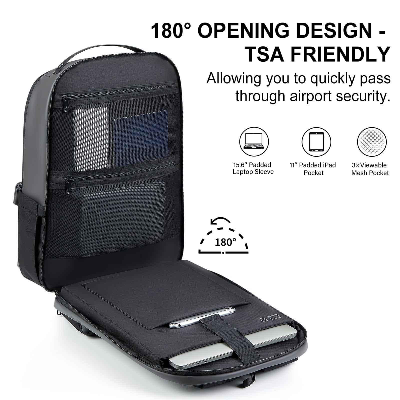 Hanke Carry on Backpack Toiletry Travel Laptop Backpack for Men & Women, Durable Rucksack Weekender Bag Daypack(Mineral Grey)
