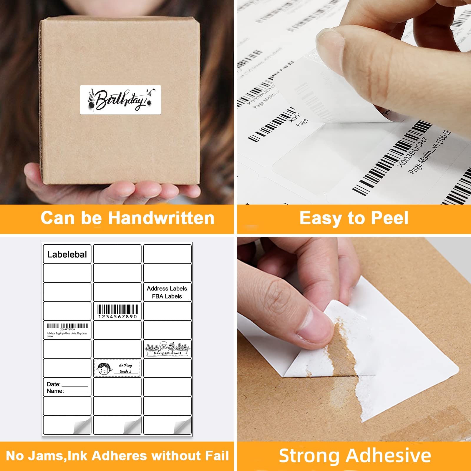 (7500 Labels/250 Sheets) Labelebal Shipping Address Labels, 30 Per Page 7,500 Labels,1" x2-5/8 Mailing Labels, 30-UP White Shipping Labels for Inkjet or Laser Printer,A4 30 Up Labels