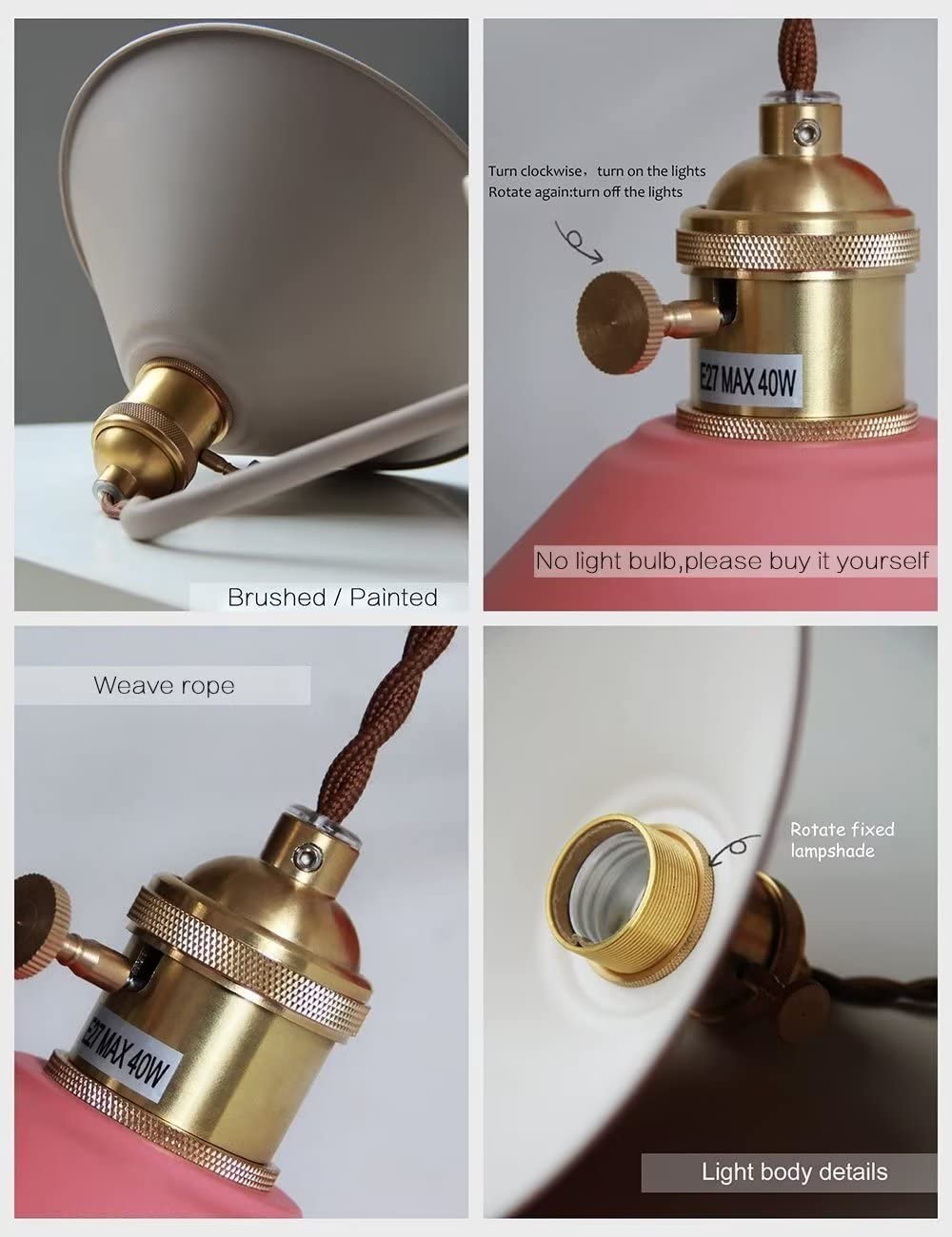 White Plug in Wall Sconces Set of Two,Wall lamp with Plug in Cord of 2 for Bedroom Hanging Wall Lights E26 Edison Brass lamp Holder with Frosted Paint Body Bedside lamp