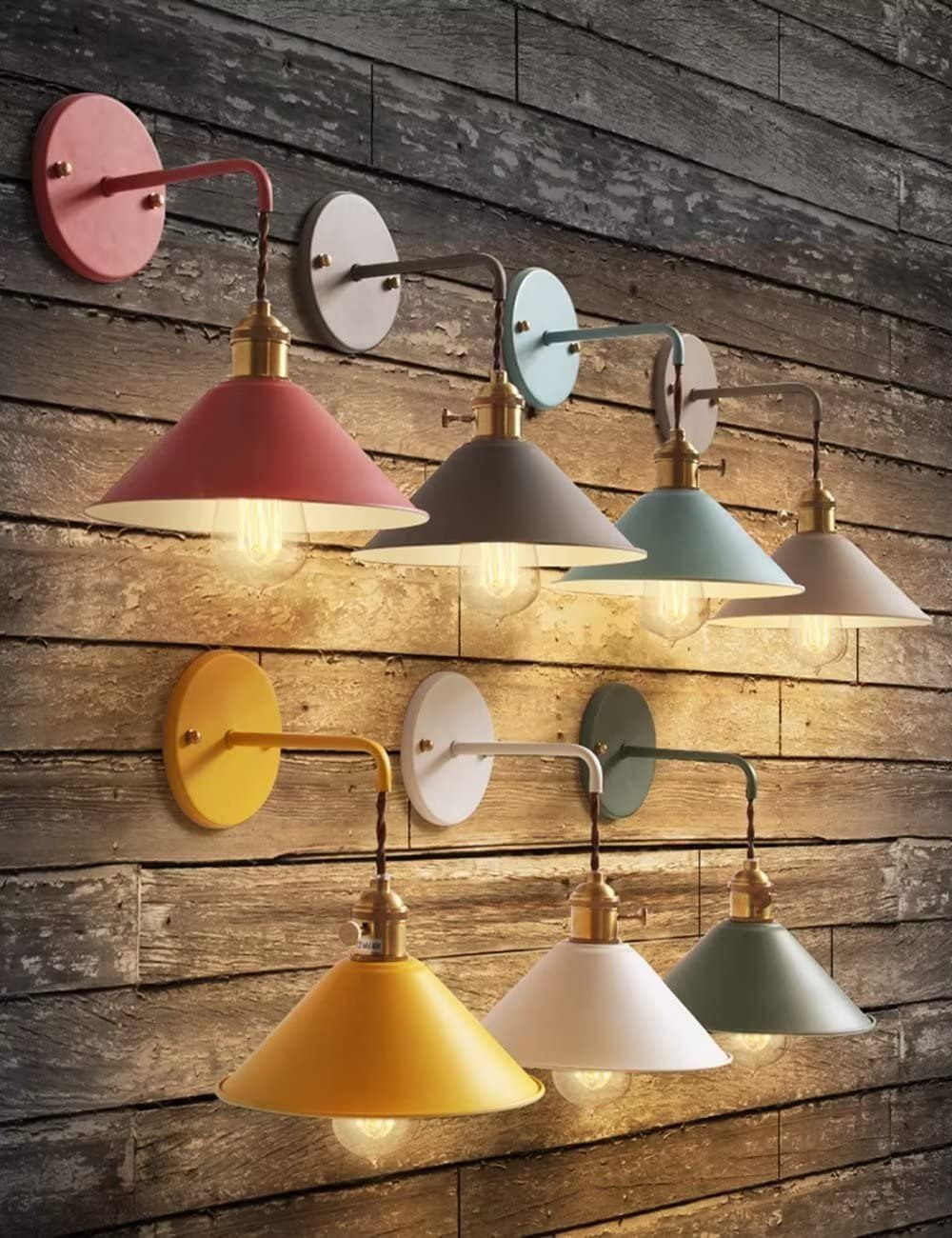 White Plug in Wall Sconces Set of Two,Wall lamp with Plug in Cord of 2 for Bedroom Hanging Wall Lights E26 Edison Brass lamp Holder with Frosted Paint Body Bedside lamp
