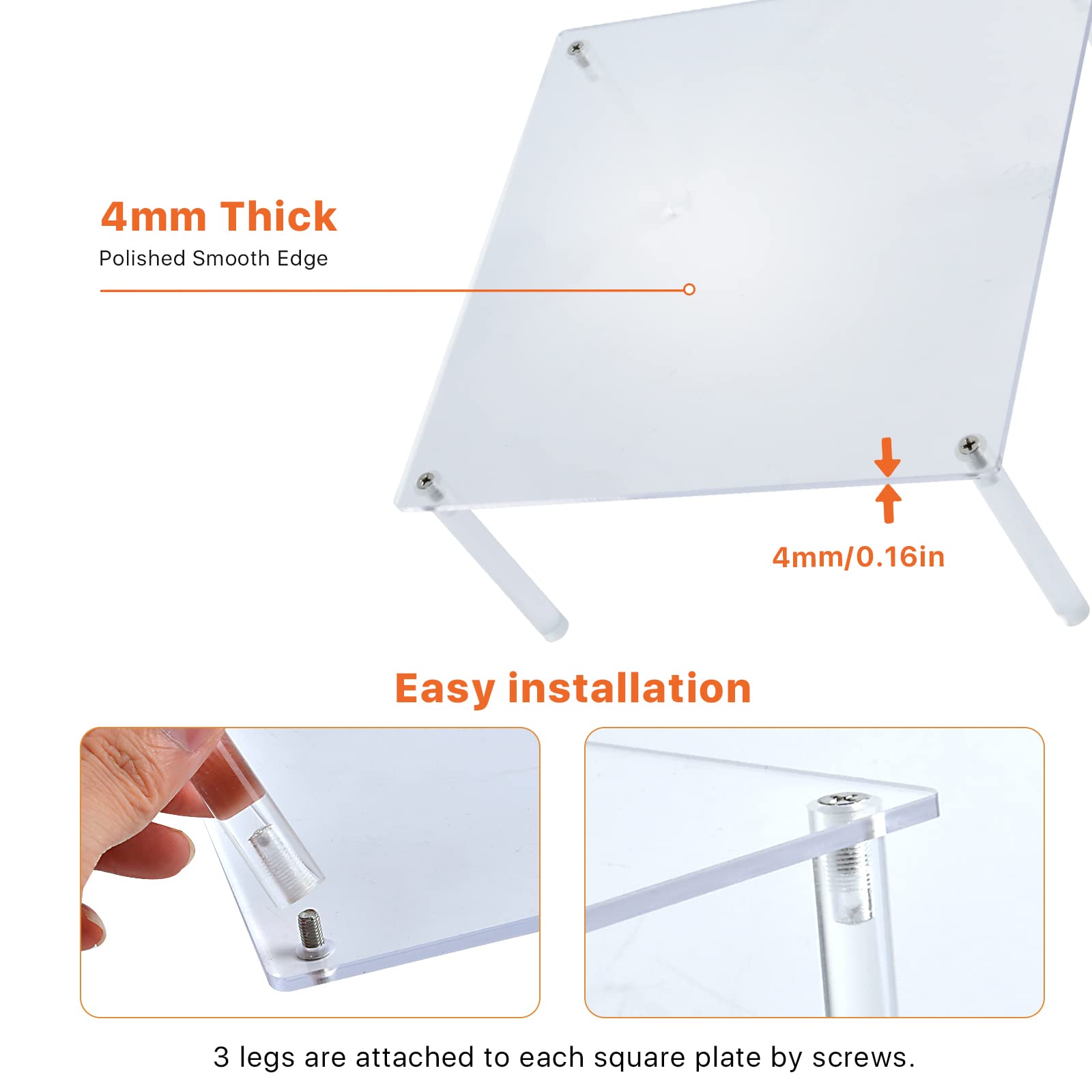 3 Pcs Square Acrylic Cake Stands, Akamino Reusable Round Cupcake Holder for Dessert Cake Pizza, Display Stand Party Serving Platter for Christmas Wedding Birthday Baby Shower Tea Party