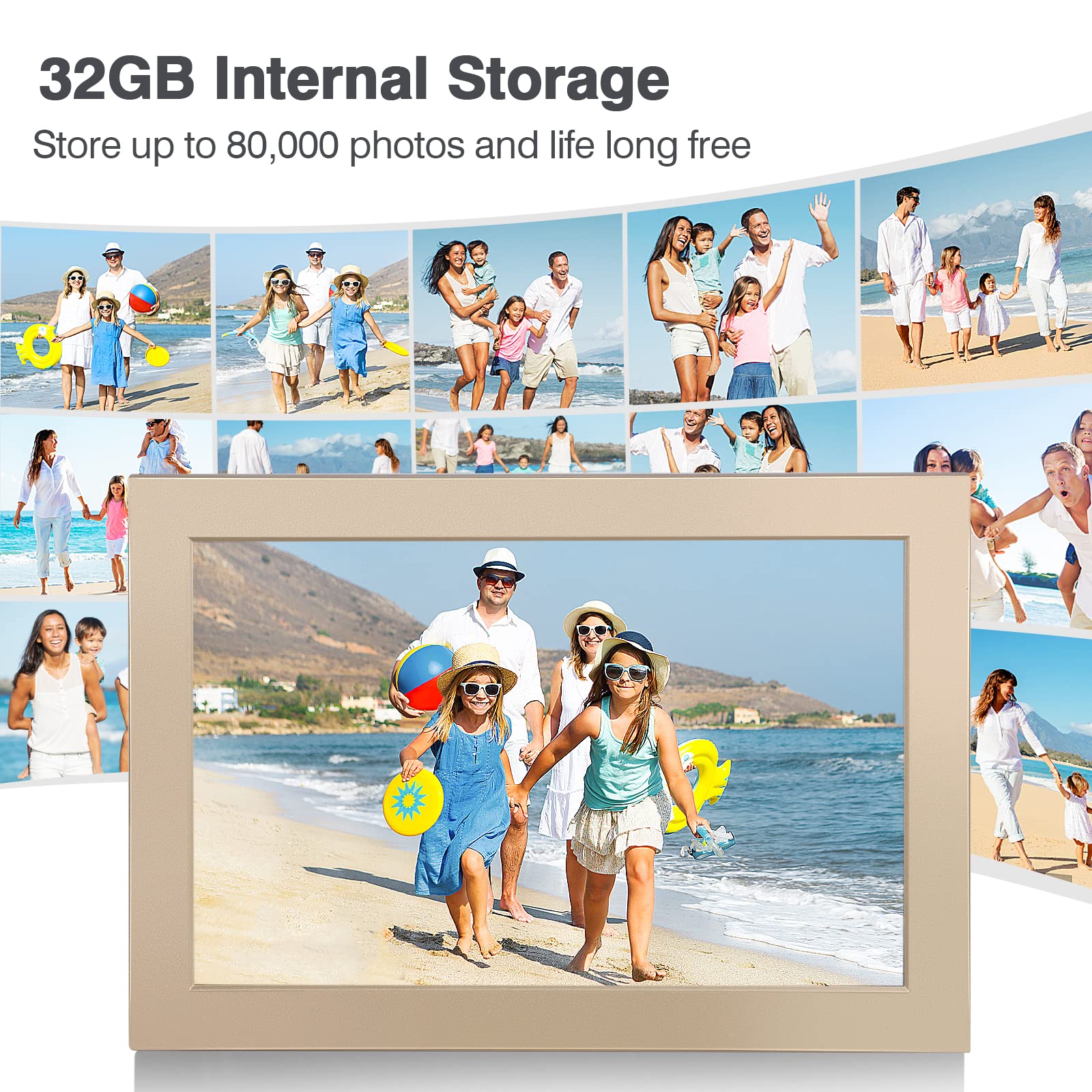 Digital Picture Frame 10.1 inch Wi-Fi Digital Photo Frame, Smart Wi-Fi Photo Frame Electronic with 32GB Storage IPS Display, Easy Setup to Share Photos or Videos by Frameo App Anywhere Anytime