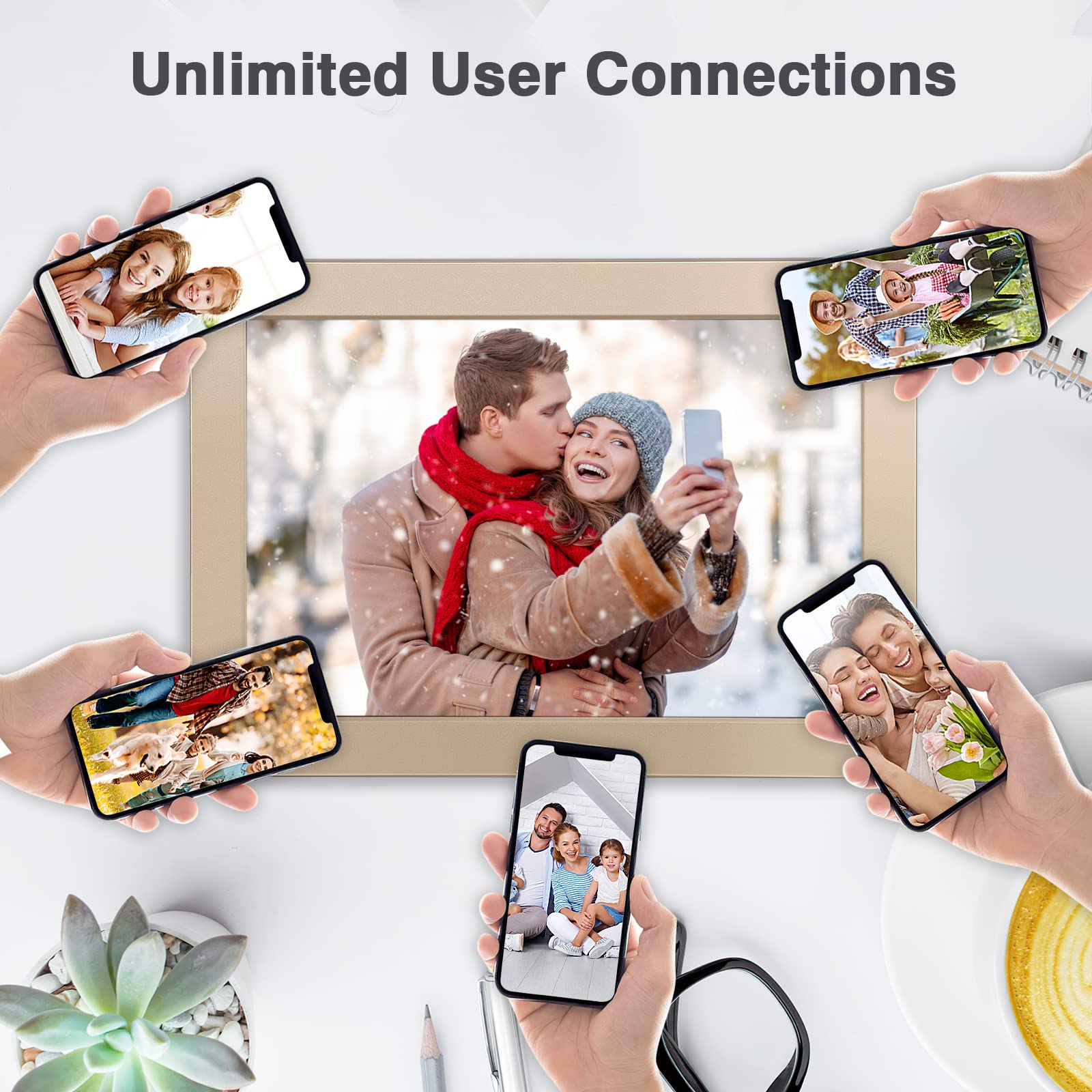 Digital Picture Frame 10.1 inch Wi-Fi Digital Photo Frame, Smart Wi-Fi Photo Frame Electronic with 32GB Storage IPS Display, Easy Setup to Share Photos or Videos by Frameo App Anywhere Anytime