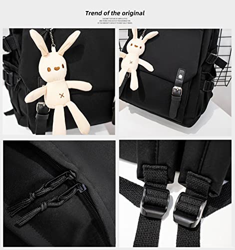 Samarr ZBIBYO Anime Hanako-kun Backpack for School Cute With doll pendant,Yashiro Nene unisex cosplay bookbag (Black4)