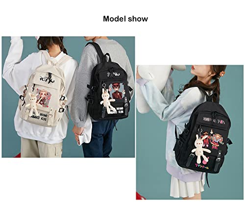 Samarr ZBIBYO Anime Hanako-kun Backpack for School Cute With doll pendant,Yashiro Nene unisex cosplay bookbag (Black4)