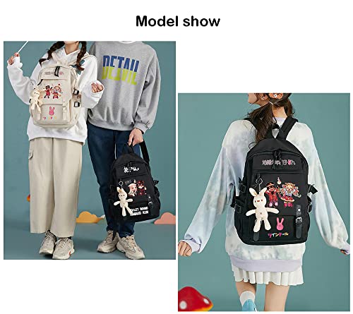 Samarr ZBIBYO Anime Hanako-kun Backpack for School Cute With doll pendant,Yashiro Nene unisex cosplay bookbag (Black4)
