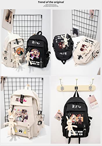 Samarr ZBIBYO Anime Hanako-kun Backpack for School Cute With doll pendant,Yashiro Nene unisex cosplay bookbag (Black4)
