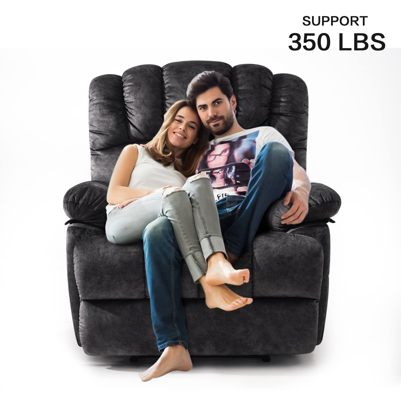 EASELAND 1.0 Extra Large Push Back Recliner for Big and Tall, Extra Wide and Overstuffed Breathable Recliners (Dark Grey)…