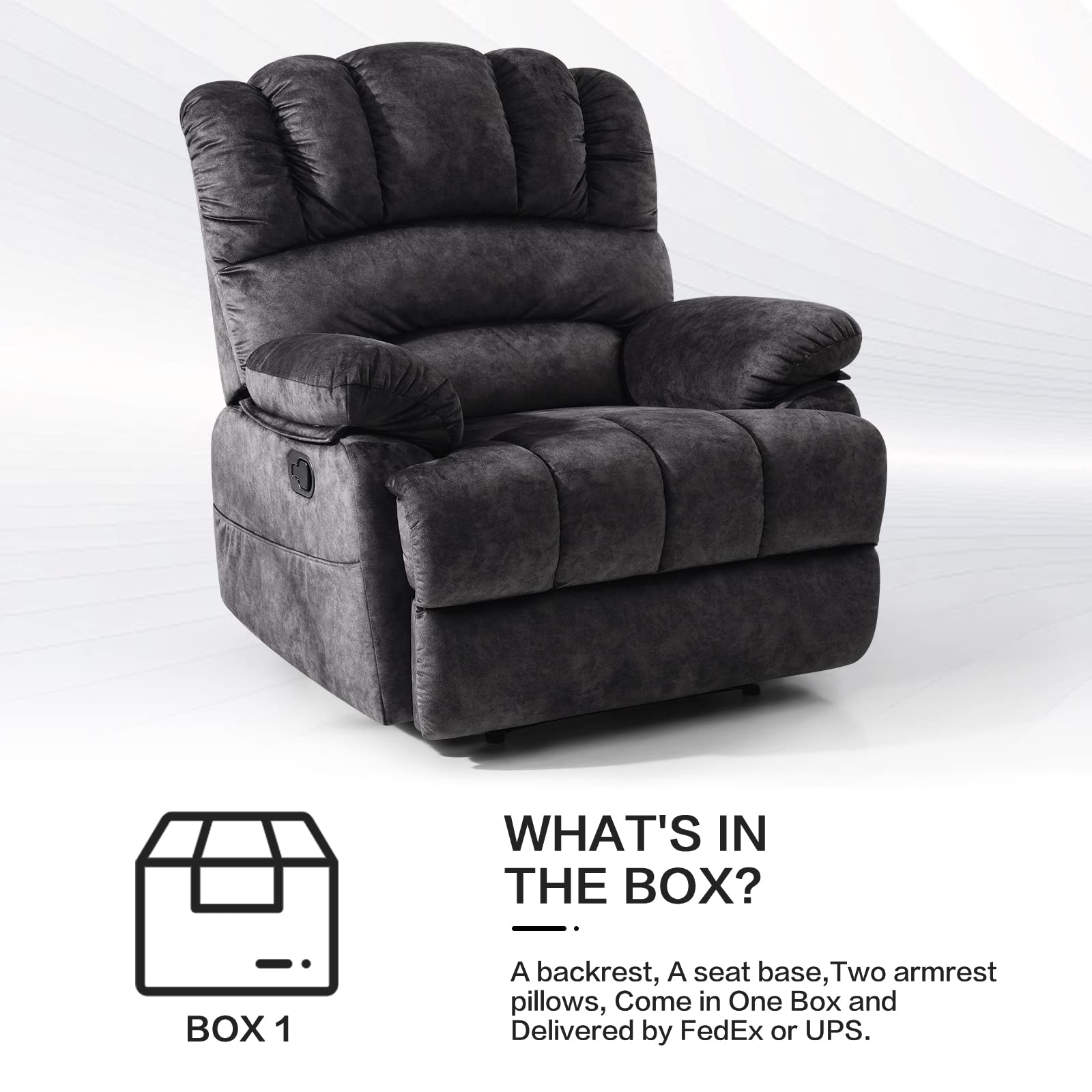 EASELAND 1.0 Extra Large Push Back Recliner for Big and Tall, Extra Wide and Overstuffed Breathable Recliners (Dark Grey)…