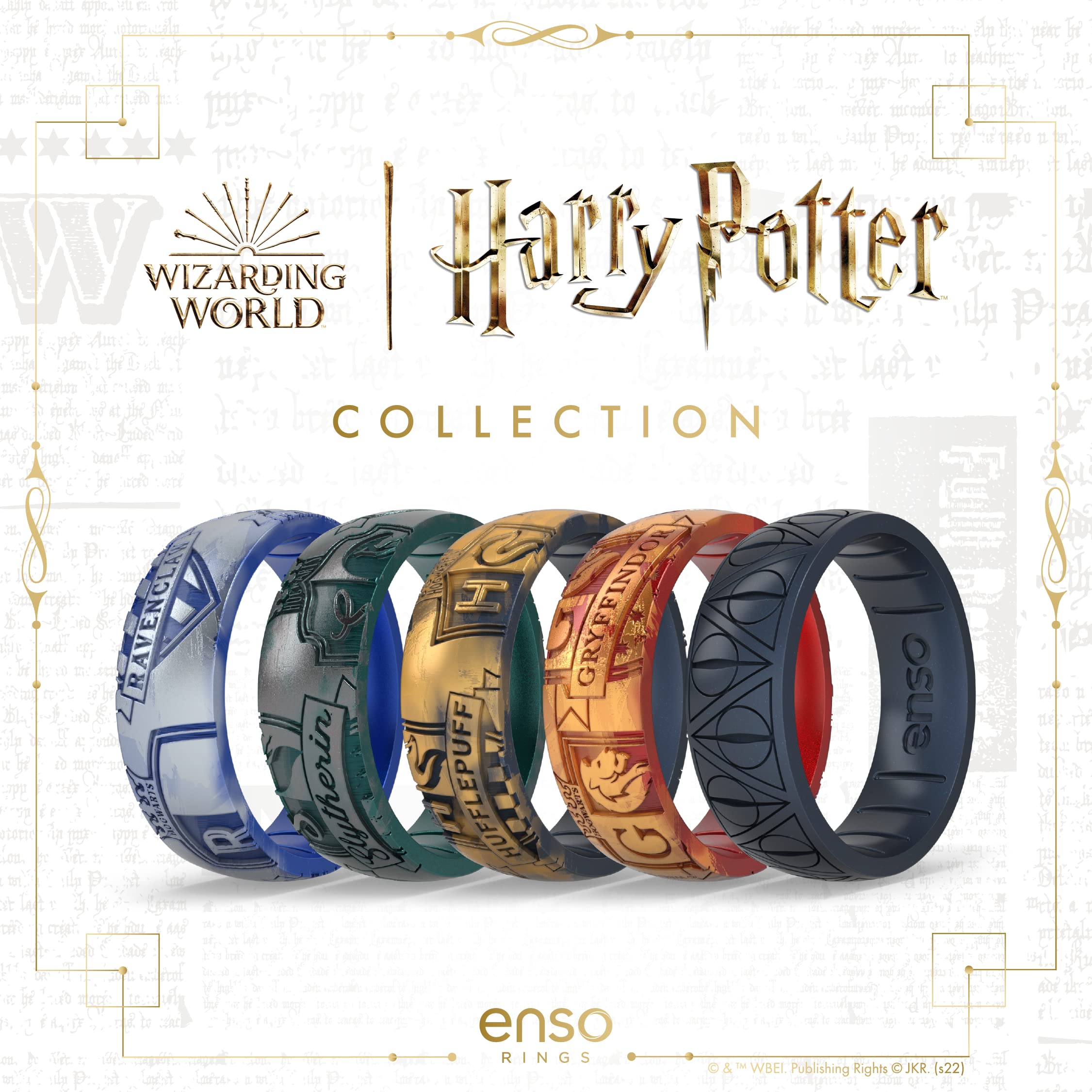 Enso Rings Wizarding World of Harry Potter Collection - Comfortable Silicone Rings - Deathly Hollows - 3