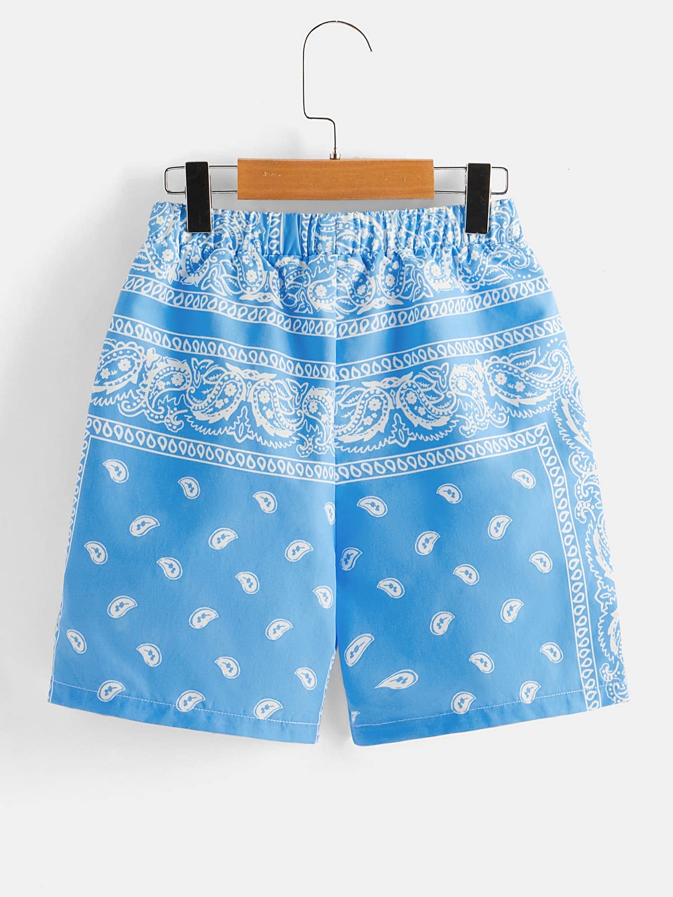 SOLY HUX Boy's Summer Boho Paisley Print Drawstring High Waisted Shorts Blue and White 13-14Y