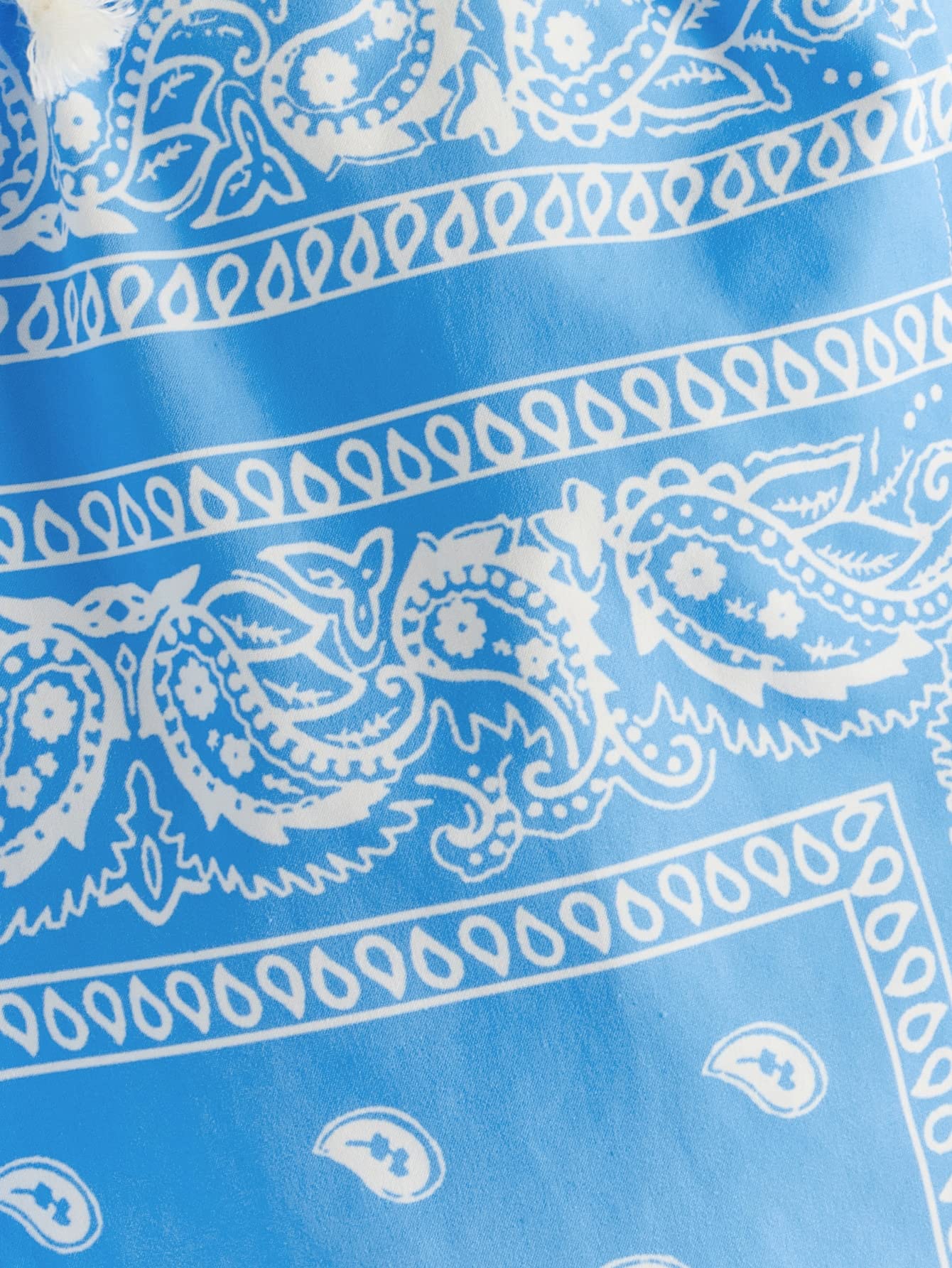 SOLY HUX Boy's Summer Boho Paisley Print Drawstring High Waisted Shorts Blue and White 13-14Y