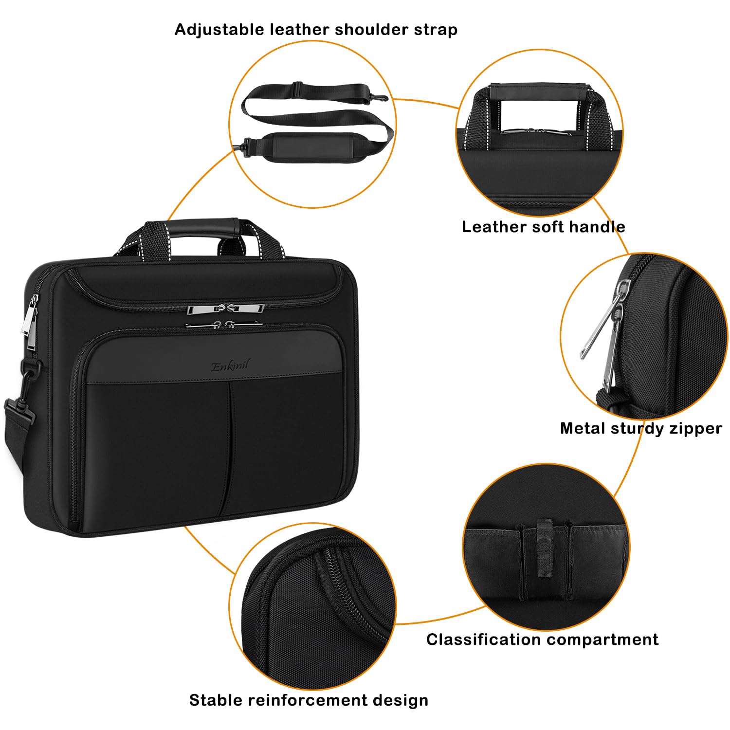 Enkinil 15.6-16.2 inch Waterproof Protective Laptop Messenger Briefcase with Adjustable Shoulder Strap Men Women Travel/Business Bag Compatible with Macbook Pro 16 inch A2141/A2485