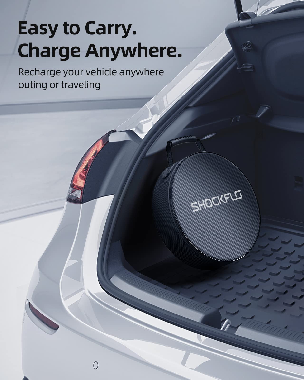 ShockFlo G Mini Level 1-2 EV Charger,16 Amp 110-240V 21ft Portable Electric Vehicle Charger,NEMA 6-20 Plug with NEMA 5-15 Adapter for J1772 Electric Cars