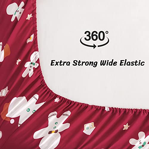 KACEMOO Twin Size Christmas Sheet Set Soft 1800 Thread Count Christmas Sheets Printed Bed Sheets, Deep Pocket Warm Sheet Winter Holiday Sheets Machine Washable Patterned Double Brushed Bed Sheets