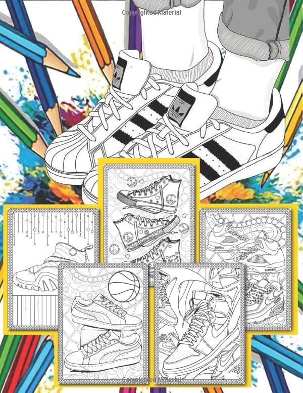 Sneaker Coloring Book: A Detailed Coloring Book for Adults and Kids. For adults and sneaker lovers
