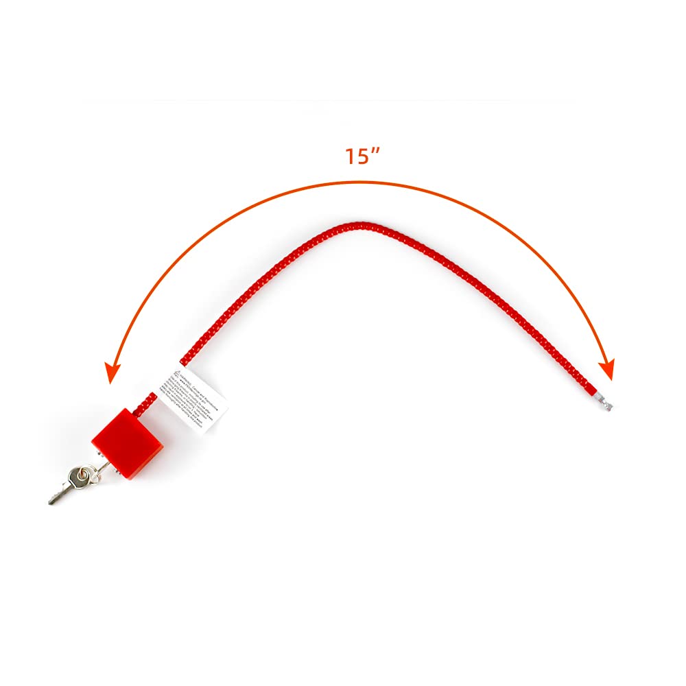 TAOZUONG 15 Inch Gun Lock, Trigger Lock, Cable Gun Lock for Firearm Locking and Secured Storage, Red Cable Lock, Doj Approved