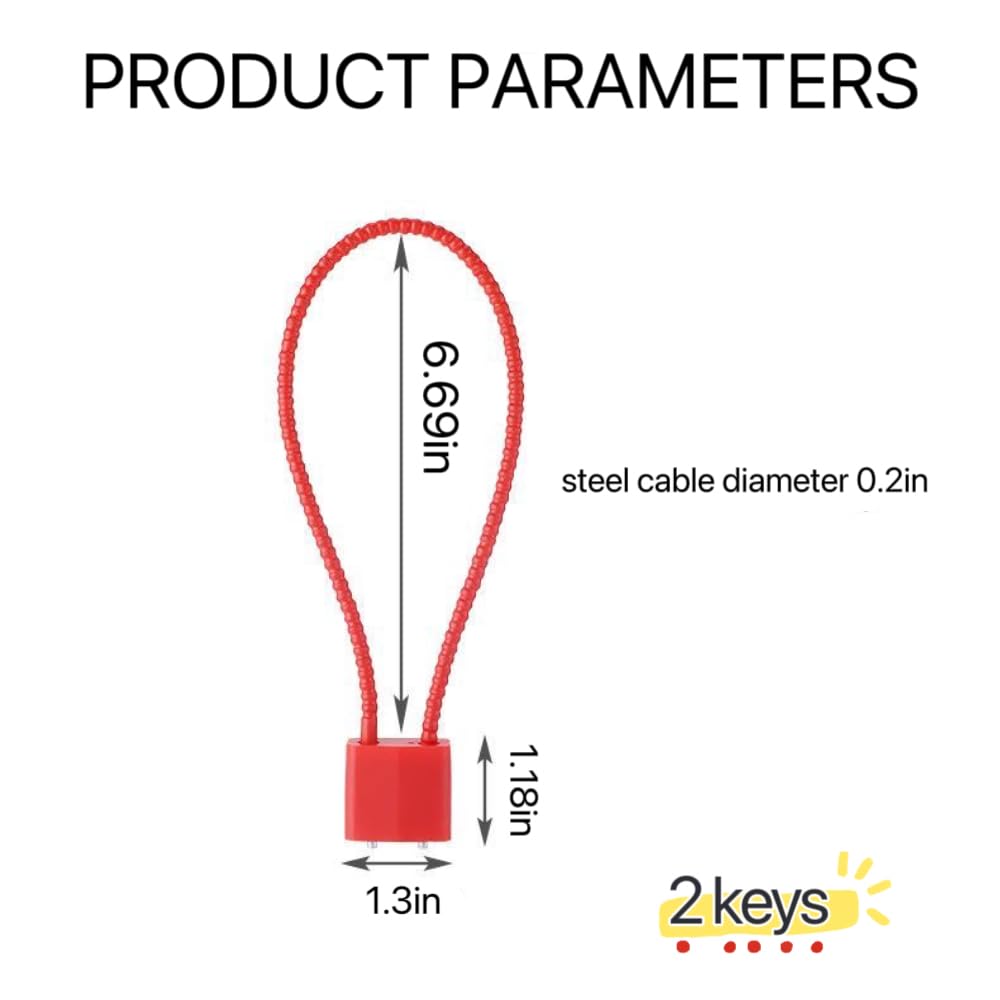 TAOZUONG 15 Inch Gun Lock, Trigger Lock, Cable Gun Lock for Firearm Locking and Secured Storage, Red Cable Lock, Doj Approved