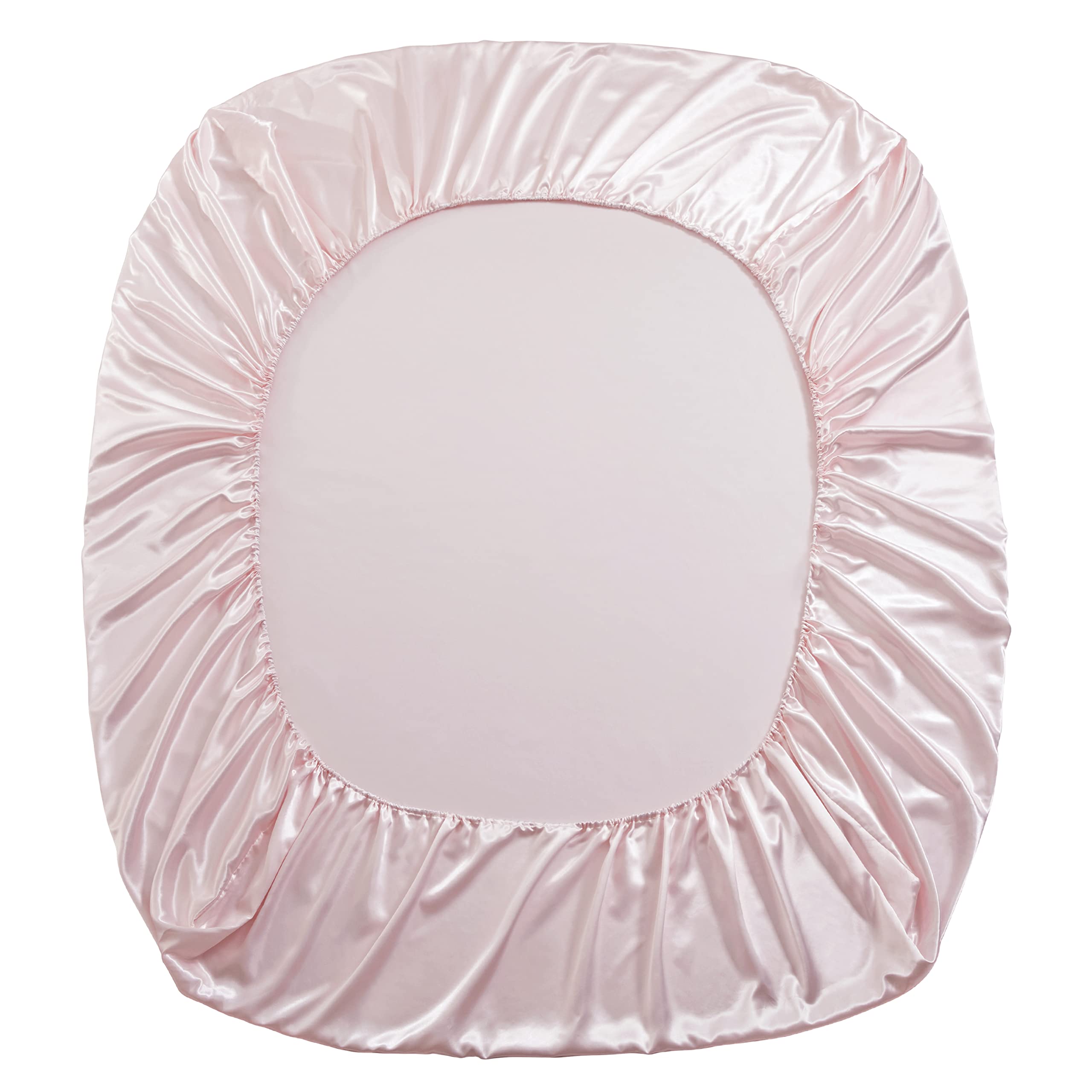 Counfeisly Twin Size Satin Fitted Sheet, Silky and Breathable Luxury Deep Pockets Fitted Sheet Only, Blush Pink