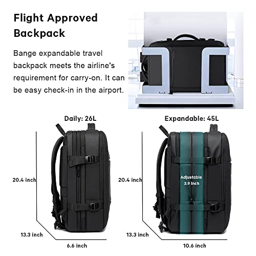 BANGE 45L Travel Backpack, Carry On Backpack Convertible Duffle Bag Fit for 17.3 Inch Laptop for Men and Women