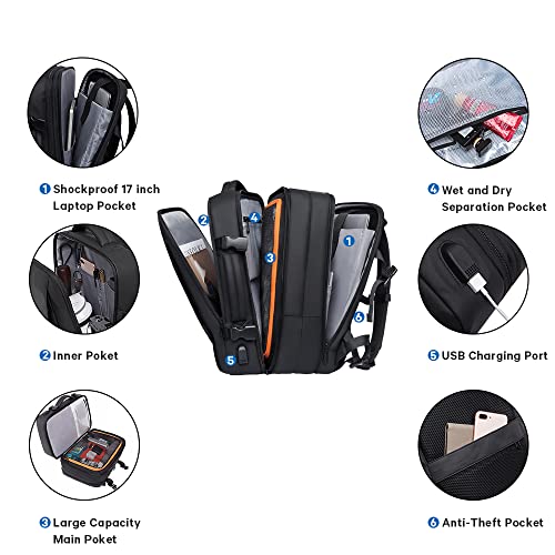 BANGE 45L Travel Backpack, Carry On Backpack Convertible Duffle Bag Fit for 17.3 Inch Laptop for Men and Women