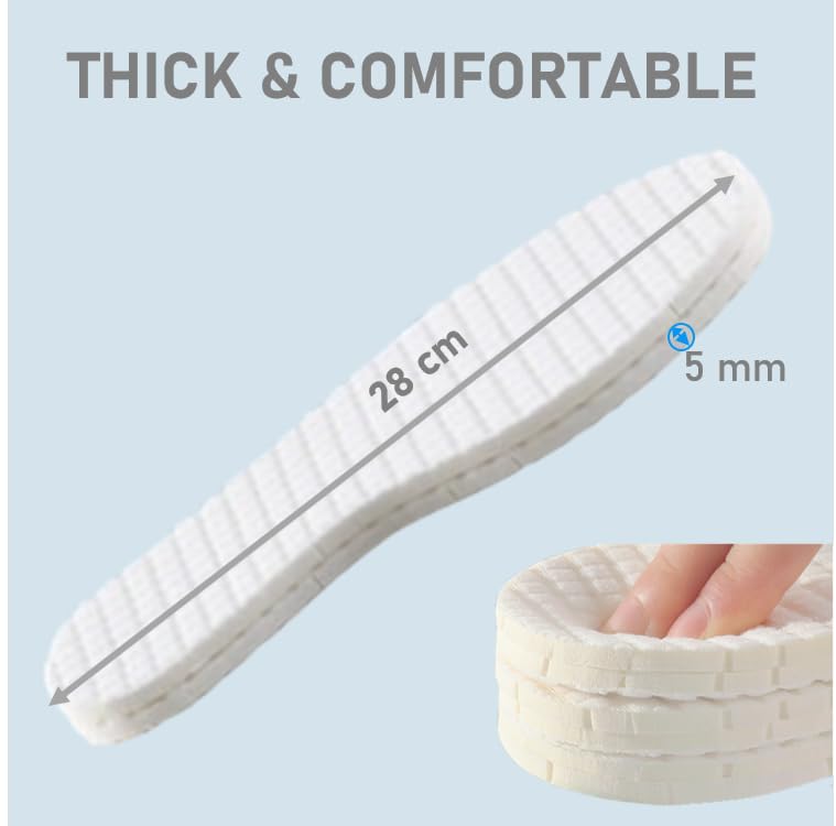 VivoFoot 3 Pairs Anti Odour Cotton Insoles, Breathable Terry Barefoot Odour Eating Inserts, Cut-to-Size Everyday Comfort Replacement Shoe Pads for Men & Women