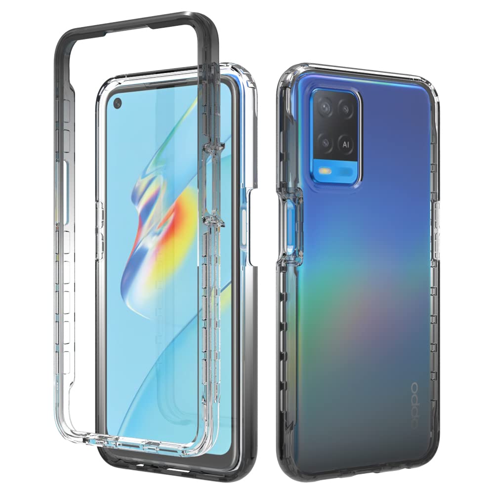 Pzwoxukhov Case for Oppo A54 4G CPH2239 Case Cover,high Transparency,Gradient Color,Anti-Drop Shock Absorption Case Black