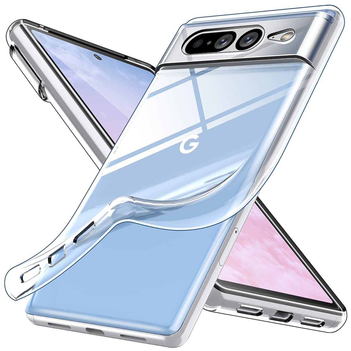bokoo Crystal Clear Google Pixel 7 Pro Case.Soft Slim Fit Transparent Plastic TPU Protective Silicone Cover Phone Cases for Google Pixel 7 Pro [Slim Thin & Comfort Grip] [Shockproof]