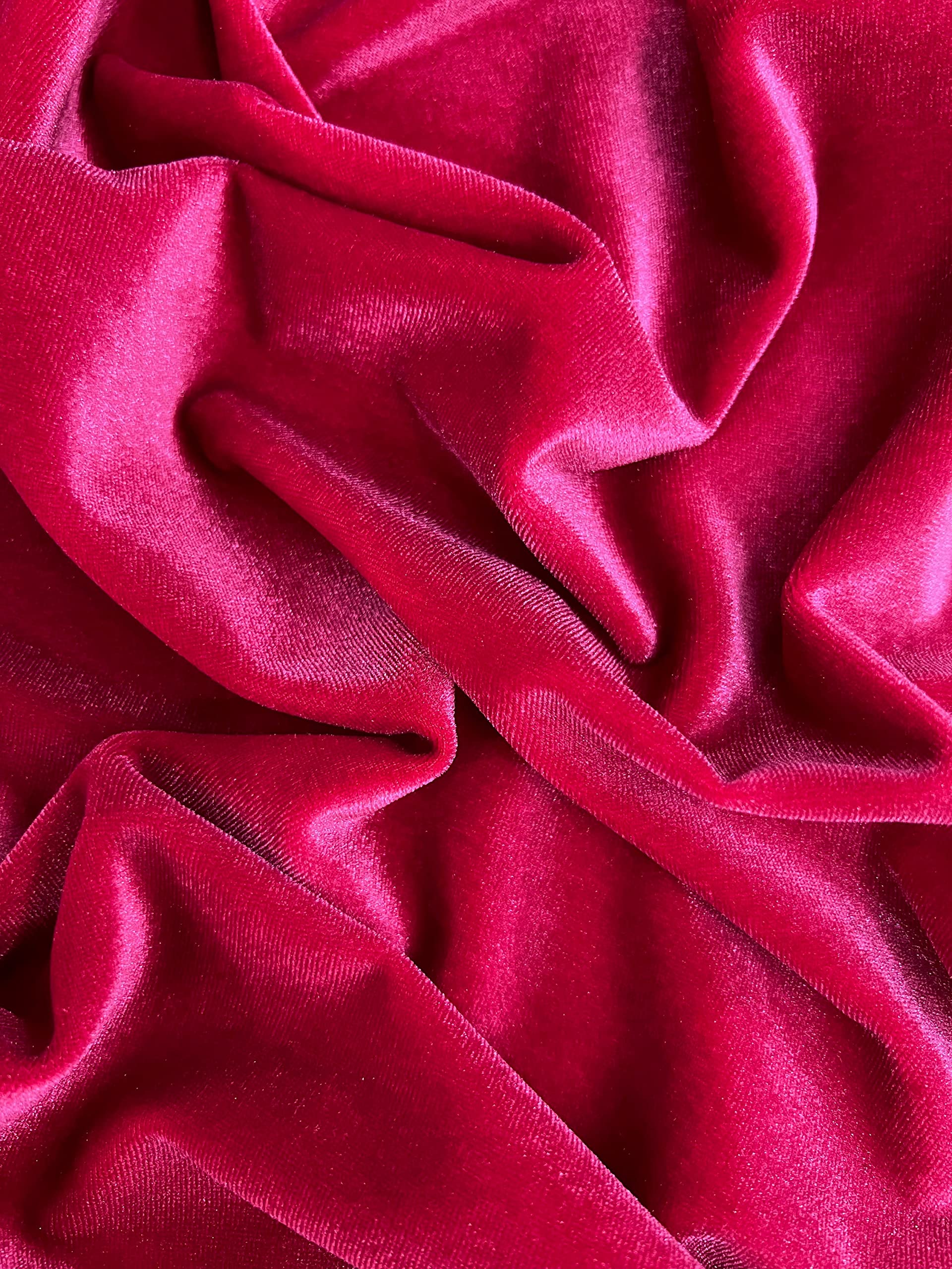 Princess Fuchsia Polyester Spandex Stretch Velvet Fabric for Bows, Top Knots, Head Wraps, Scrunchies, Clothes, Costumes, Crafts - 10001