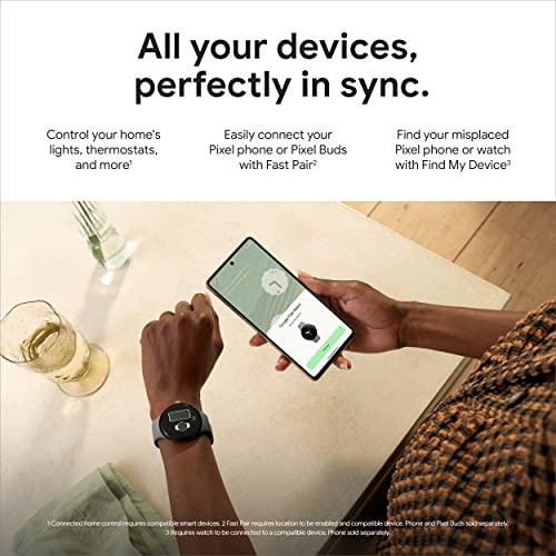 Google Pixel Watch 1st Gen (Previous Model) - Android Smartwatch with Fitbit Activity Tracking - Heart Rate Tracking Watch - Polished Silver Stainless Steel case with Chalk Active band - LTE
