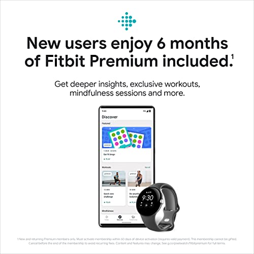 Google Pixel Watch 1st Gen (Previous Model) - Android Smartwatch with Fitbit Activity Tracking - Heart Rate Tracking Watch - Polished Silver Stainless Steel case with Chalk Active band - LTE