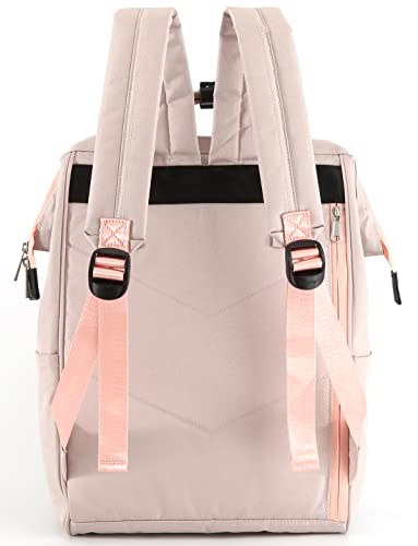 himawari Travel School Backpack with USB Charging Port 15.6 Inch Doctor Work Bag for Women&Men College Students(9003-Grey pink04#)