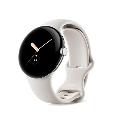 Google Pixel Watch 1st Gen (Previous Model) - Android Smartwatch with Fitbit Activity Tracking - Heart Rate Tracking Watch - Polished Silver Stainless Steel case with Chalk Active band - LTE