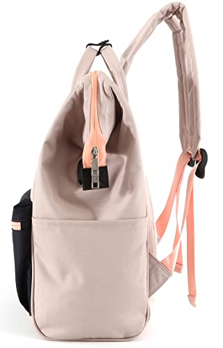 himawari Travel School Backpack with USB Charging Port 15.6 Inch Doctor Work Bag for Women&Men College Students(9003-Grey pink04#)