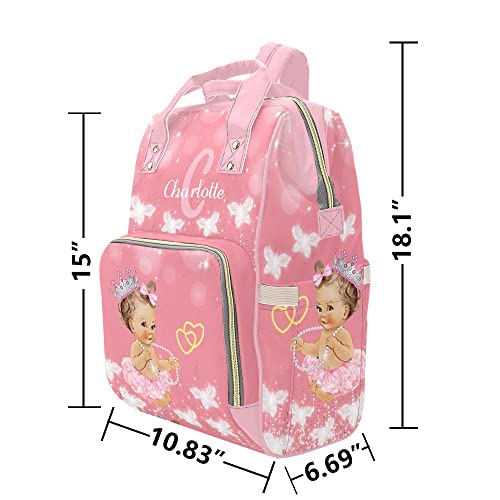 Butterfly Cute Girl Pink Personalized Diaper Bag Backpack Custom with Name Unisex Nursing Large Capacity Mommy Backpack