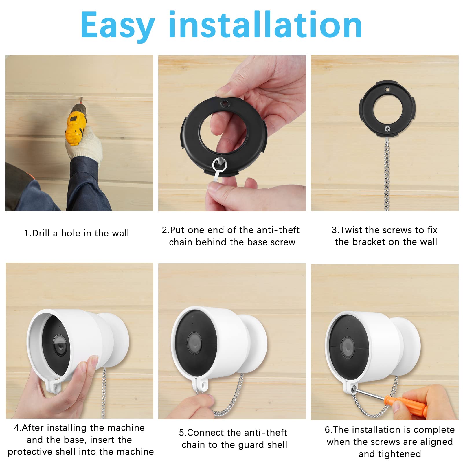 VOMENC Anti-Theft Chain Mount for Google Nest Cam Outdoor Camera, Only Compatible with Google Nest Cam Outdoor Security Camera Anti-Theft Case (1-Pack)