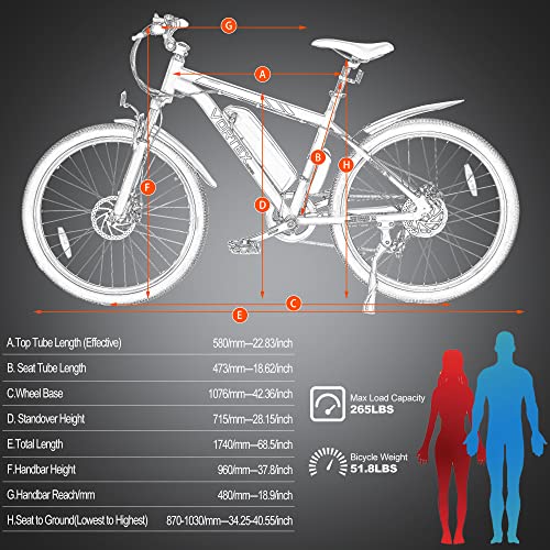 ECOTRIC 26" Electric Bike 350W Bruthless Motor 36V/12.5AH Removable Lithium Battery Powerful Electric City Bicycle Mountain Ebike Suspension Fork Throttle and Pedal Assist UL Certified