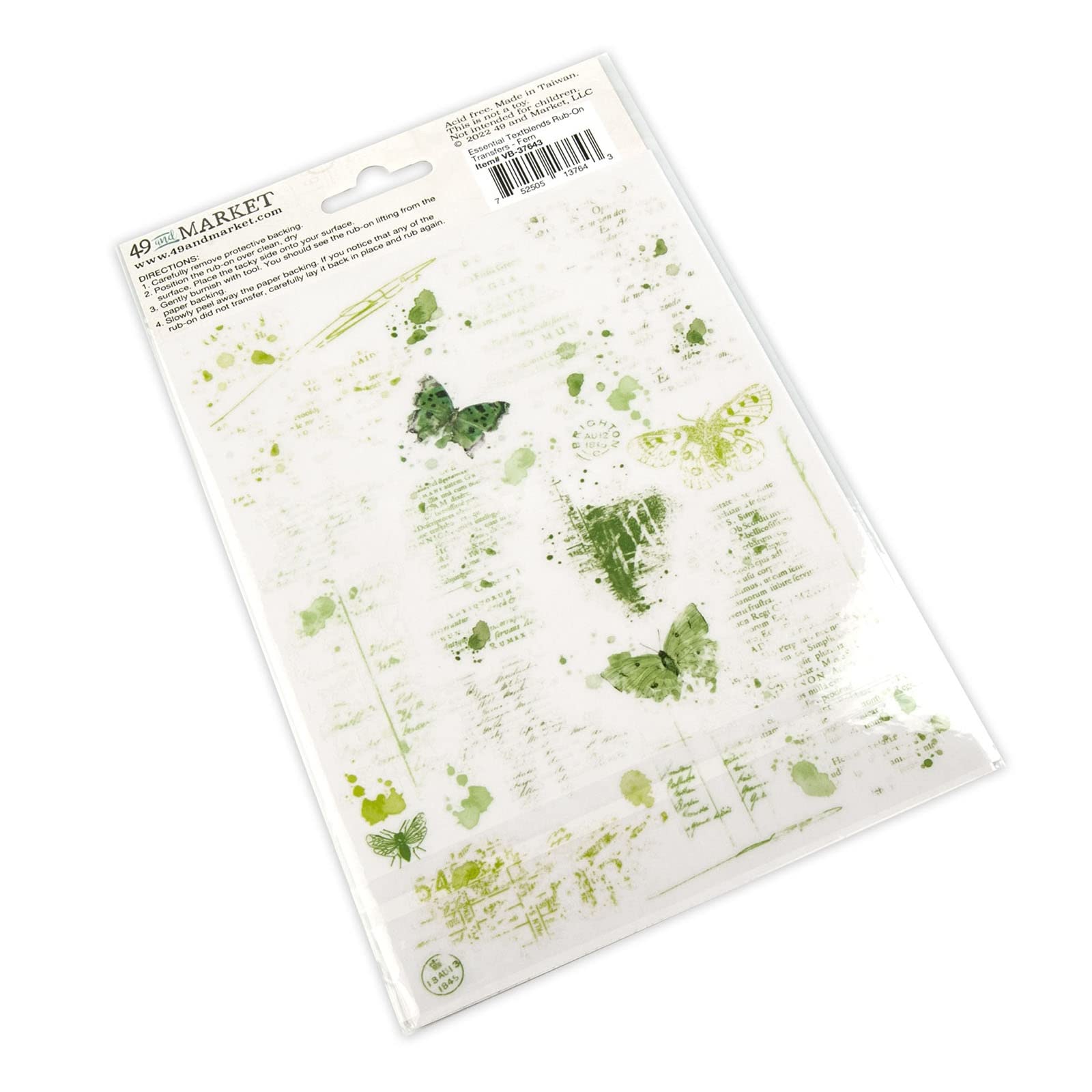 49 AND MARKET Fern Essential Textblends Rub-Ons 6"X8" 2/Pkg