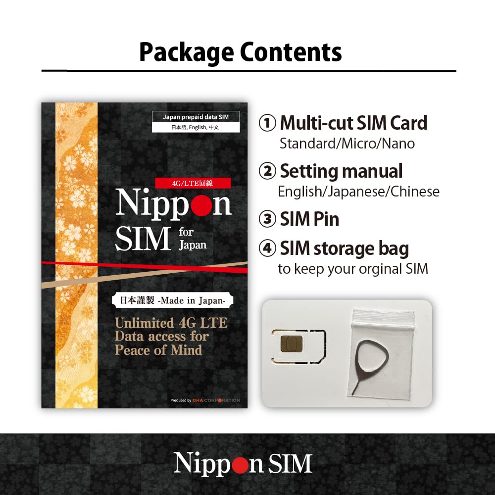 Japan Data Only SIM Card 8 Days | Daily 2GB High-Speed 4G LTE + Unlimited Data at Reduced Speed | No Roaming Needed for Faster, Safer Access | Hotspot tethering Supported | Docomo | Made in Japan