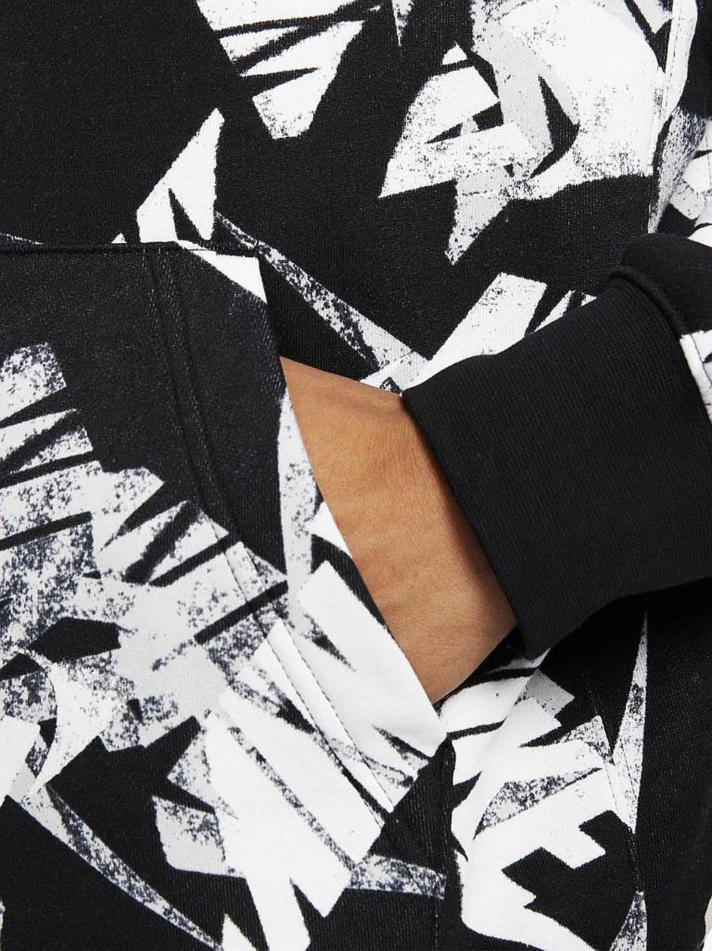 Nike Men's Essentials+ Allover Print Fleece Hoodie Black/White Medium