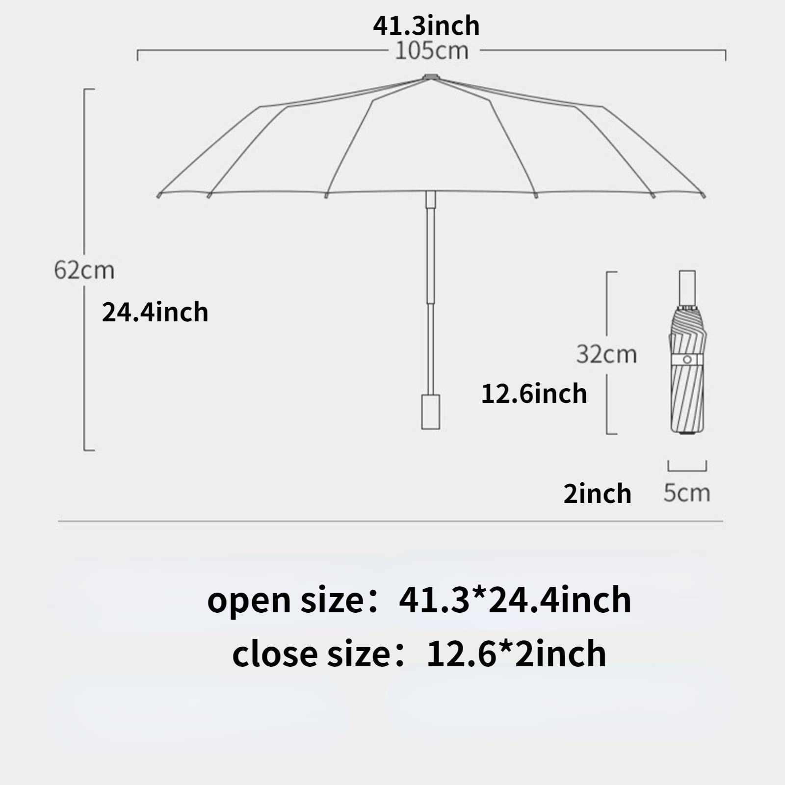 Travel Umbrella for Rain Protection Sun-Folding UV Umbrella Windproof Compact Auto Open Close (black)